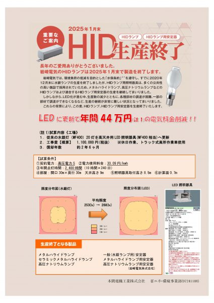 重要なご案内：HID＆蛍光灯の生産が終了します | 本間電機工業株式会社